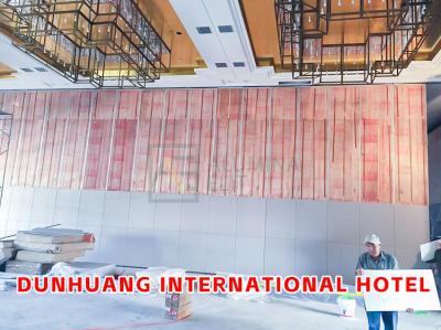 China Dunhuang International Hotel：Melamine Board Acoustic Partition Wall with 304 Stainless Steel Roller and Up to 18M Height（For commercial use） for sale