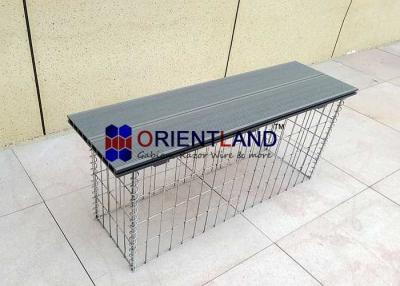 China Rectangular Garden Stone Box Teak WPC 3.5mm Gabion Bench Seat Welded Mesh for sale