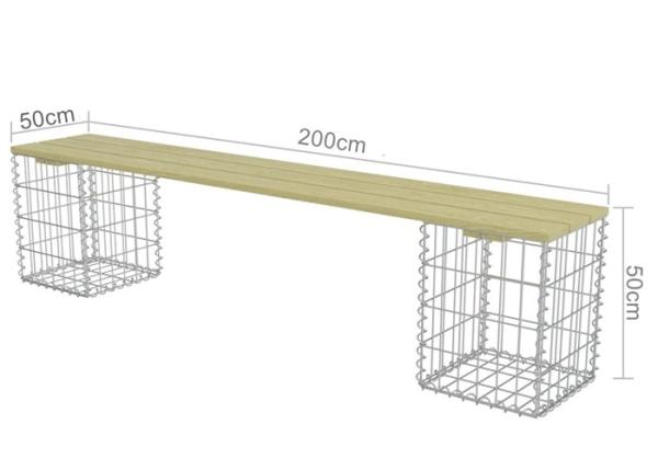 Quality Galvanized Steel Welded 200cm Gabion Basket Bench With Pine Wood Boards for sale