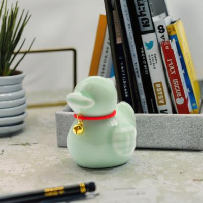 China Green Duck Personalized Ceramic Animal Gifts for Desk Decor for sale