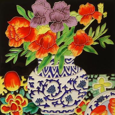 China Custom Different Pattern Ceramic Art Decorative Tile  by Folk Artists for sale