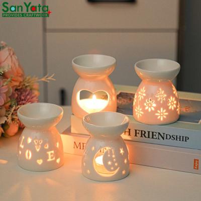 China Wholesale Wax Melt Burner Melter Warmer Ceramic Tea Light Candle Holder, Essential Oil Burner Incense Aroma Diffuser, Home Decor for sale