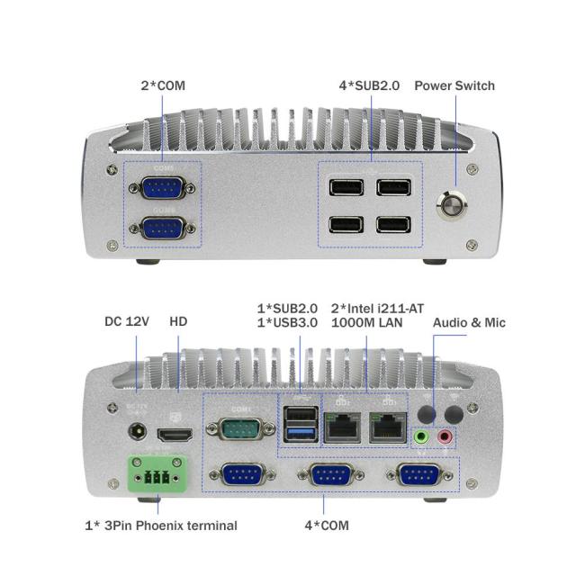 2*COM 4*SUB2.0 HD Industrial Mini PC IBOX-101 Plus With HDMI Mini PCIe/MSATA