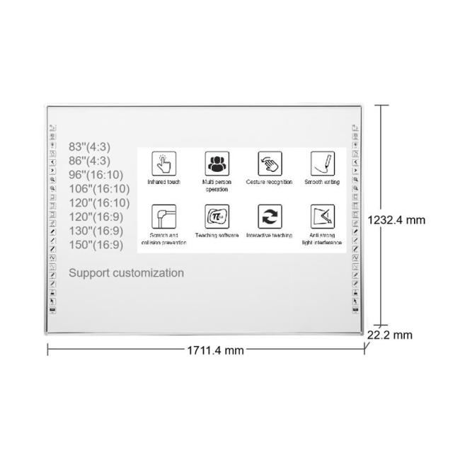 83 Inch 10 Point 60 Million Touches 3840*2160 Resolution Interactive Whiteboard 1