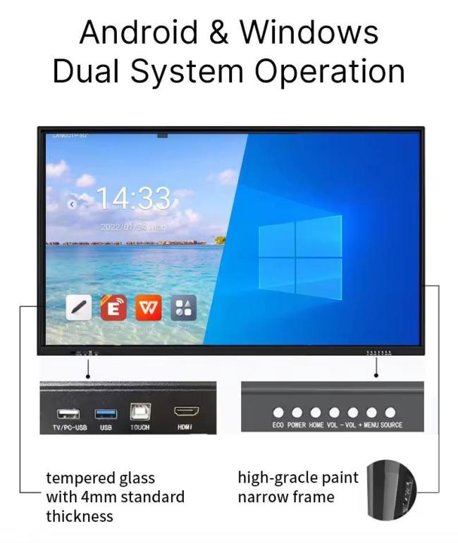 Interactive Whiteboard Collaborative Touch Screen Presentation Board With Dp Interface And High Contrast 2