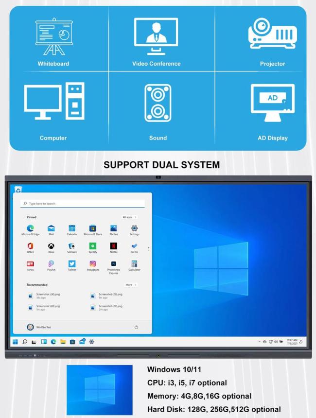 Interactive Whiteboard For School Classroom Touch Screen Presentation Board with Life Time ≥50000 Hours and Easy Installation 1