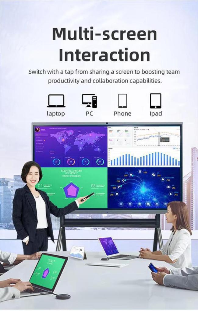 65 Inch Interactive Touch Screen Whiteboard, 8ms Response Time With Infrared 10/20 Points And Android 13.0/Training scenario
