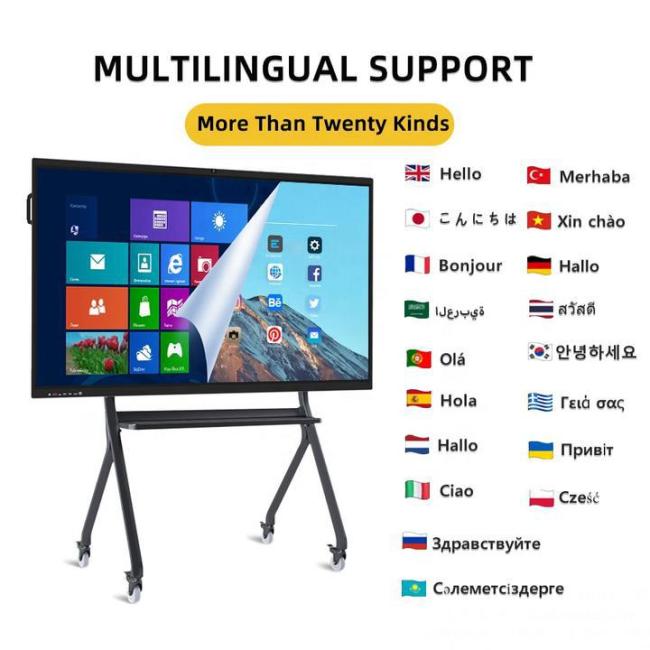 Interactive whiteboard Android13.8 128G Win10 11 4K display Multi-language support 20 languages