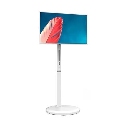 China 32 Inch Stand By Me TV with Leather-Grain Back, Android 13 Touch Screen on a Rolling Stand and 10000mAh Battery for sale
