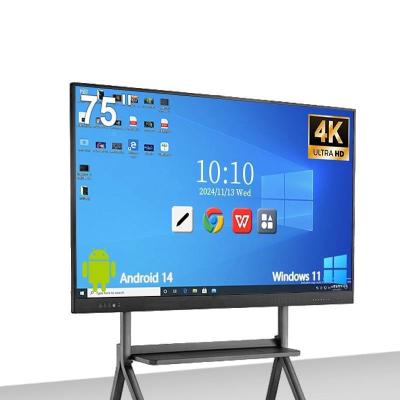 Cina Tavola bianca touchscreen interattivo da 75 pollici con interfaccia USB3.0 tipo-C e PC Intel I3 OPS in vendita
