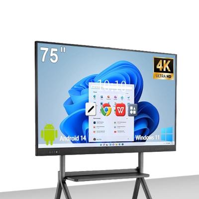China 75 Inch Interactive Touch Screen Whiteboard for Teaching , Android 14/Wind11 System Touch Tablet for sale