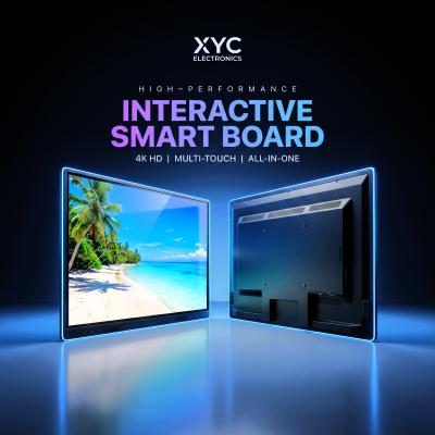 China 86 Inch 4K LCD IFPD Interactive Flat Panel Display 16G 256G Dual System Android Windows 40 Point Capacitive Touch AI Tracking Camera Smart Board For Conference Room And Classroom for sale