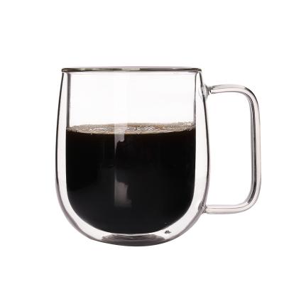 China Double Wall Glass Mugs Coffee Cup For Kitchen Dining Bar Office Home School for sale