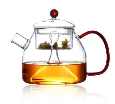 China Clear Glass Lead Free Borosilicate Heat Resistant Teapot With Infuser 1350ml for sale