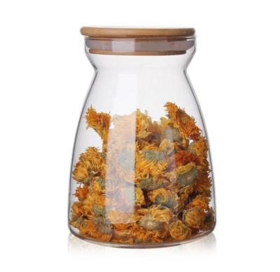 China Single Wall  clear rounded handmade borosilicate glass container storage glass jar for sale