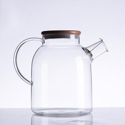 China High Resistant Glass Large Capacity Filtration Teapot Flower Pot Bamboo Lid for sale