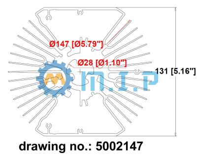 China 147mm passive round heatsink, aluminum extrusion profiles for sale