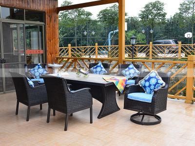China CA1607T  rattan dining table with tile top capture rim patio rattan coffee table set for sale