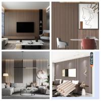 China 200mm Width WPC Laminated Fluted Flat Wall Solid Panel for Indoor Interior Decoration for sale