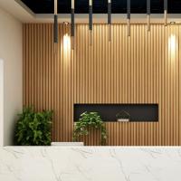 China Mall WPC Laminated Fluted Flat Wall Solid Panel for Indoor Interior Decoration Fence for sale