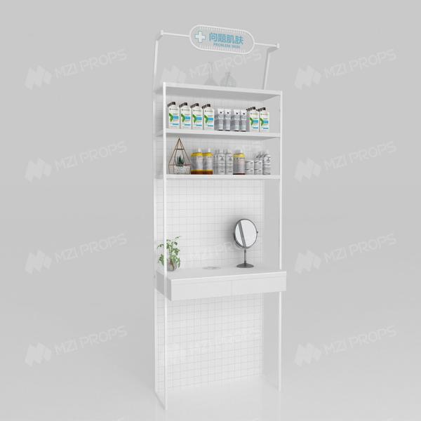 GDR10-TY02 Retail Store Display with White LED Light Strips and 5mm Ultra-clear Glass Tabletop for Cosmetics Retail Stores