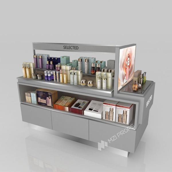 GDR06-CMM04 Hautpflege Anzeigestand mit 40 mm Soft Film Light Box und 5 mm Grauglas für Luxus-Einzelhandel