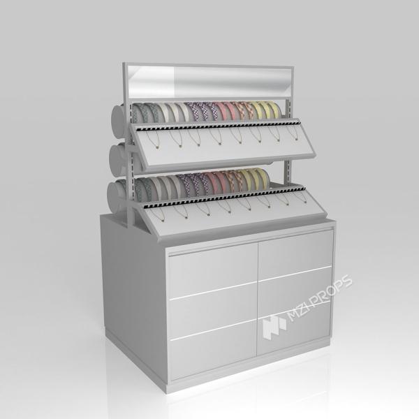 Quality GDR08-SZ01-C Retail Display Shelf with Velvet Layered Shelves and Adjustable Height for Mall Booths for sale