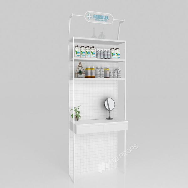 GDR10-TY02 Retail Store Display with White LED Light Strips and 5mm Ultra-clear Glass Tabletop for Cosmetics Retail Stores
