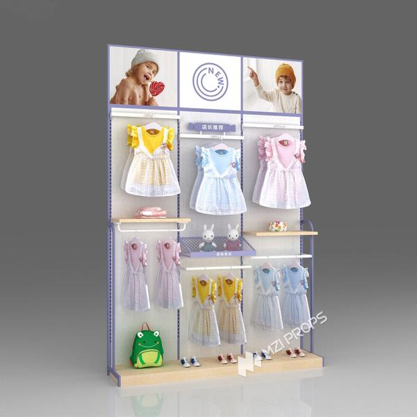 Quality M2-D2 Children's Clothing Retail Store Cabinet with 5MM Andy Board Painting and Adjustable Shelves for sale