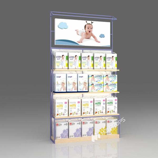 Quality M2-B2-A Supermarket Baby Goods Section Display Cabinet with Neutral Light LED Strips and Soft Film Light Box for sale
