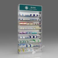 Quality JYaS-YB-06 Eco-friendly Community Pharmacy Shade Cabinet with White Glossy Boards and Clear Glass Shelves for sale