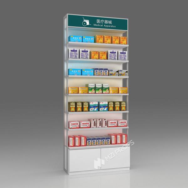 Quality JYaS-YB-04 Professional Medical Style Medical Equipment Back Cabinet with White Glossy Boards and Aluminum Price Tag Slot for sale