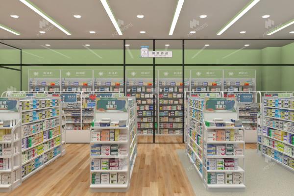 Quality 02-DYJYS003, Elegant and Simple Style Pharmacy Store in Xining featuring 52 Main Fixtures within 154 Sqm and Approx. $10,185 Budget for sale
