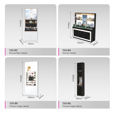 China Huidverzorgingswinkel Display Rack Zwart&Goud Houten Display Stand Met Licht -box Voor Cosmetische Winkel Display Meubelen Te koop