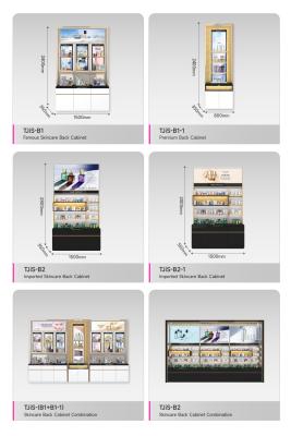 China Huidverzorgingswinkel Display Rack Zwart&Goud Houten Display Stand Met Licht -box Voor Cosmetische Winkel Display Meubelen Te koop