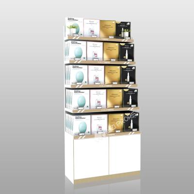 China Cosmetic Retail Store Shelf  White Wood Facial Mask Back Cabinet For Trendy Shop Furniture And Luxury Display Shelf for sale