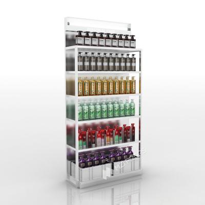 China Beauty Store Rack Washable Back Cabinet With Adjustable Layer Board For Skincare Shop Design And Makeup Shop Display Furniture for sale