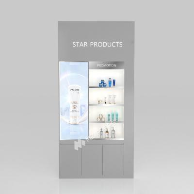 Chine Décoration de magasin de cosmétiques - Vitrine grise en bois pour présentoir de magasin intelligent à vendre