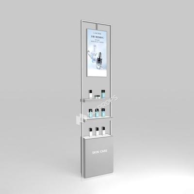 China Schaufensterregal Graue Holzpfeiler mit Lichtschachtel für visuelles Merchandising zu verkaufen