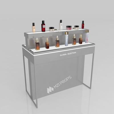 China Display Table Grey Wooden Edge Cabinet With Light Strip For Customized Shop Furniture And Smart Shop Table for sale
