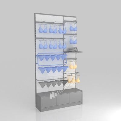 China Mom & Baby Store Showcase Grey Lingerie Back Cabinet With Iron Bars For Retail Shop Design And Branding Display Stand for sale