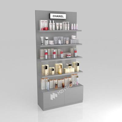 Chine Comptoir en bois gris d'étagère de salon de beauté avec caisson lumineux pour présentoir tendance et étagère peu encombrante à vendre