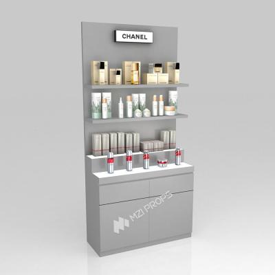 China Verkaufsschale Grau Holz-Zähler mit Licht-Box für Platz-Spar-Shop-Stand und Premium-Display-Zähler zu verkaufen