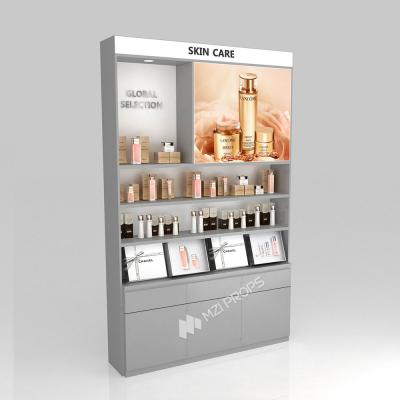 中国 コスメティックショップ スタンド グレー 木製 スキンケア キャビネット ライトボックス 費用対効果の高い店舗 カウンターとファッション・フォワード 展示棚 販売のため