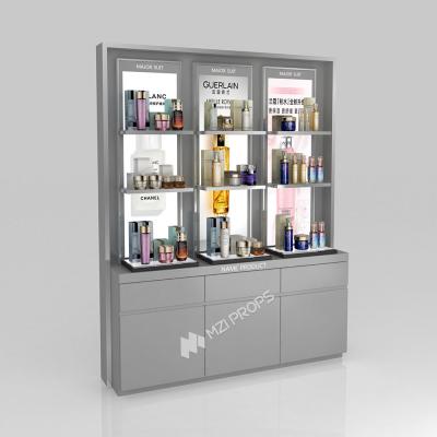 Chine Comptoir en bois gris pour salon de beauté, élégant et simple pour présentoir avant-gardiste et présentoir haut de gamme à vendre