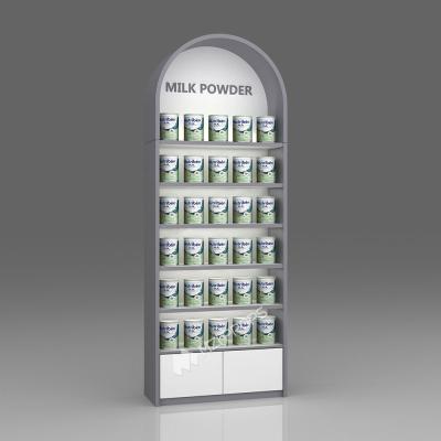 China Single-sided Shelves Milk Powder Wall Cabinet Wood Metal Rack for Baby Store Interior Design for sale