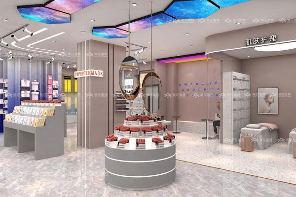 Quality Customized Beauty Shop Cabinet Design Case 185sqm Cosmetic Store Display Furniture for Skincare Store Design for sale