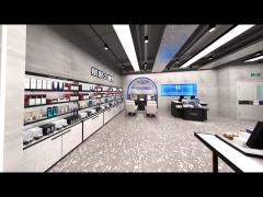 TJiS-B2 Shiny Silver Wallpaper Skincare Display Cabinet with 40mm Light Box