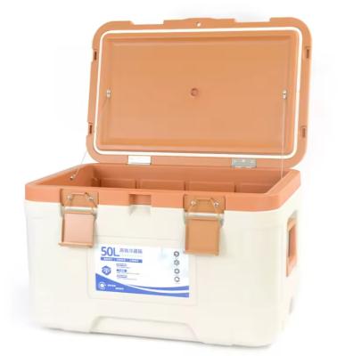 China Caixa térmica portátil de plástico personalizada de 50L recém-projetada para armazenamento de alimentos em acampamentos, pesca, churrascos e eventos ao ar livre à venda