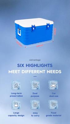 Chine Glacière FS-85L Blue Ice avec couvercle à charnière pour le stockage et le transport en chaîne du froid à vendre